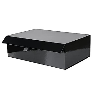 Aimyoo 1 Pack Big Black Magnetic Gift Boxes with Lids 13.8x9x4.3 inch, Groomsman Bridesmaid Proposal Box, Rectangle Collapsible Box for Storage Graduation
