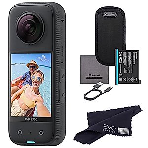 insta360 X3 360 Degree Waterproof Action Camera, 5.7K 360, Stabilization, Touch Screen, AI Editing, Live Streaming, Webcam, Voice Control, Black