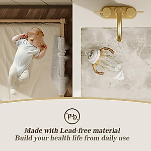 Brushed Gold 4 Inch 2 Handle Centerset Lead-Free Bathroom Faucet, Swivel Spout with Copper Pop Up Drain and 2 Water Supply Lines, BF015-1-BG