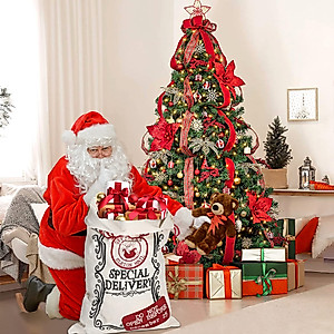 LessMo Christmas Santa Sack, Large Christmas Canvas Gift Bag with Drawstring, [Place to Write Wishes] Reusable Personalized Best Gift, for Xmas Package Storage, Christmas Party Supplies Favors