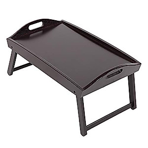 MengK Convenient and Stylish Foldable Curved Breakfast Tray in Brown - Enjoy Breakfast in Bed or Work from Anywhere with This Portable Tray