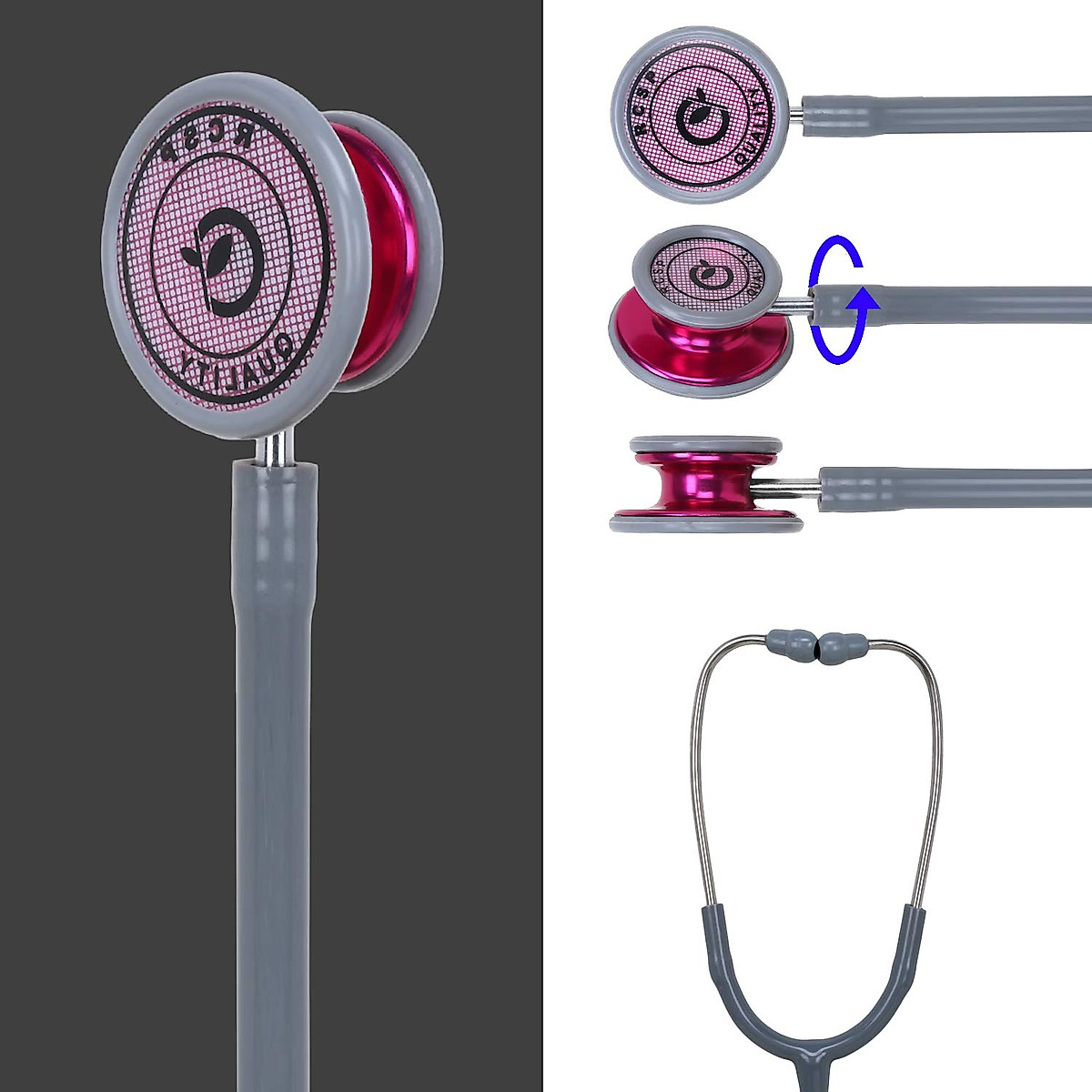 RCSP Dual Head Stethoscope For Doctors Medical Staff, Nurses And Medical Student Versatile, High Acoustic Sensitivity, Durable, and Comfortable for Medical Professionals Cardio Al Light Weight (GREY)