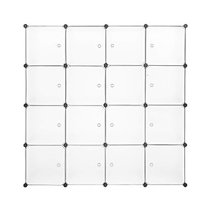 VINGLI Portable Closet Wardrobe, Cube Storage Organizer, Plastic Storage Closet, Shelf Unit, DIY Cube Shelves with Doors and Hanging Rods, 15 Cubes