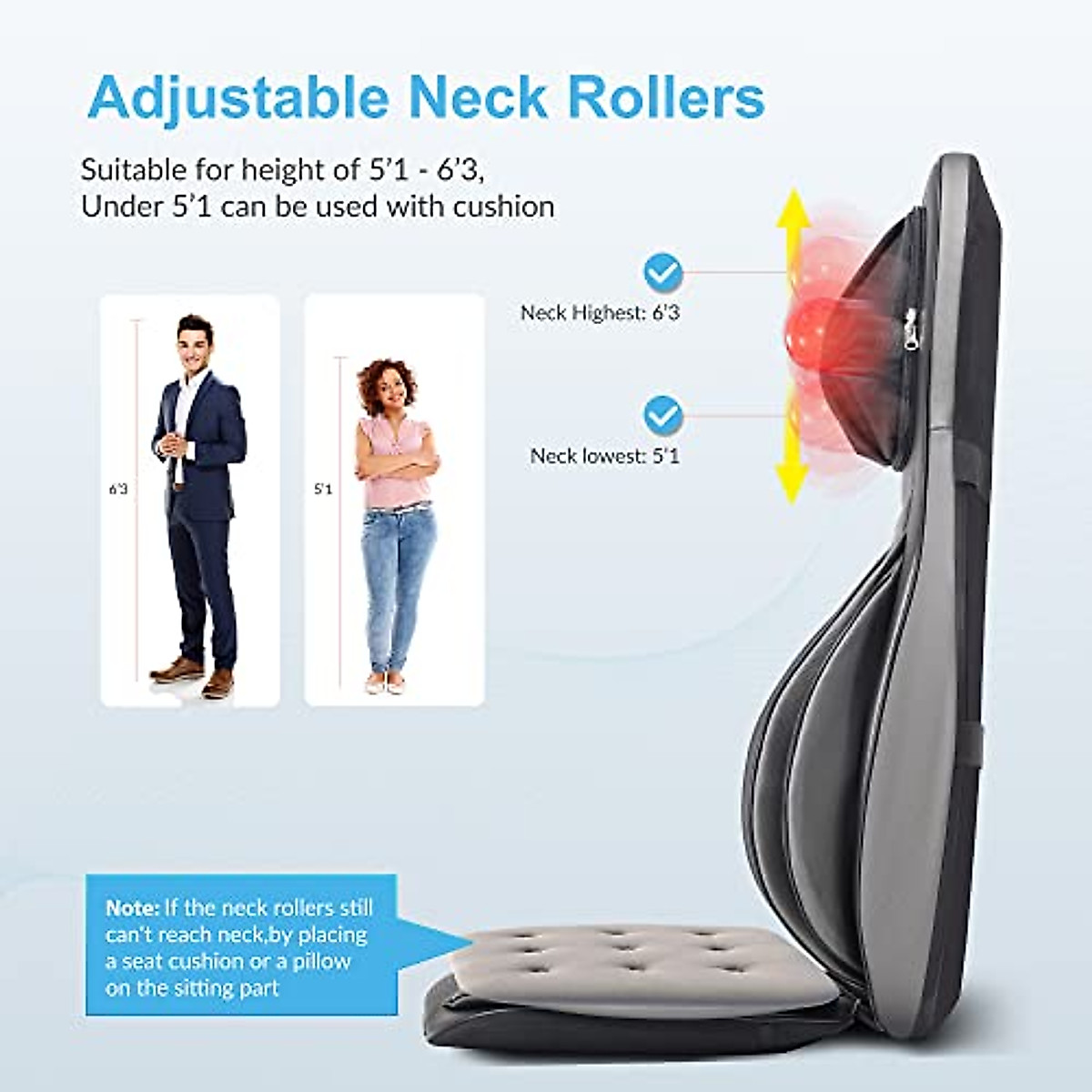 COMFIER Shiatsu Neck & Back Massager – 2D/3D Kneading Full Back Massager with Heat & Adjustable Compression, Massage Chair Pad for Shoulder Neck and Back Full Body, Gifts for Men Dad