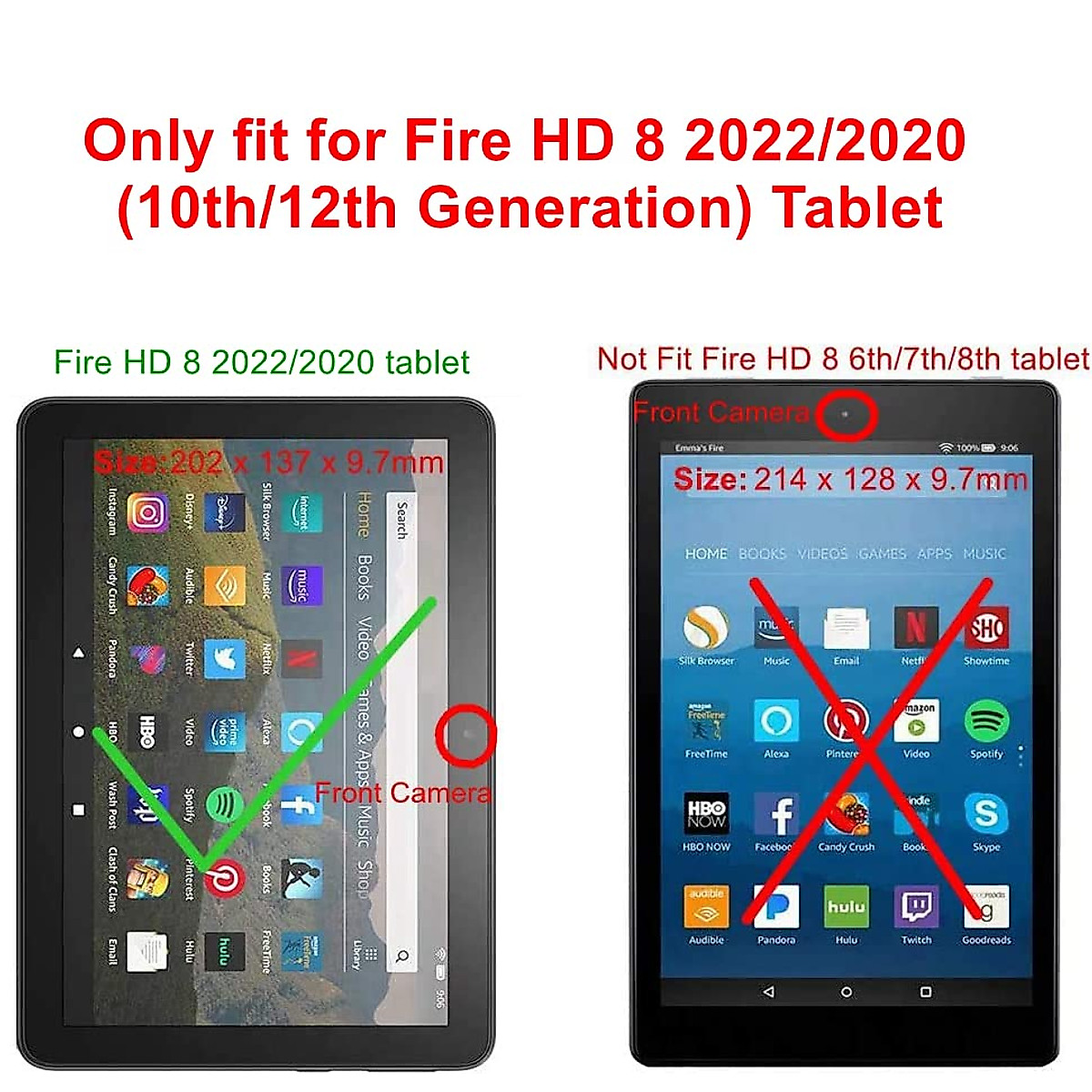 Famavala Folio Case Cover for 2024 New Amazon Fire HD 8 & 8 Plus Tablet (12th Generation/10th Generation, 2024/2022/2020 Release) (Black)