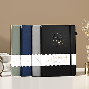 CAGIE Lined Journal Notebook for Work, 196 Pages, Medium 5.7" x 8.3", Hardcover Notebook Journal with Pen Loop, (Black Ruled)