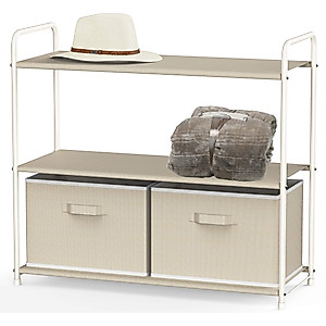Simple Houseware 3-Tier Closet Storage with 2 Drawers, Beige