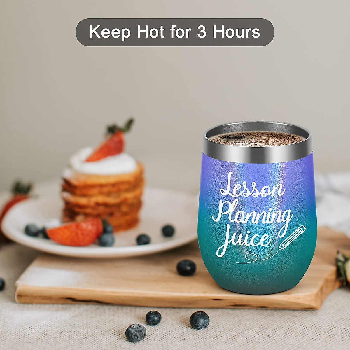 Cpskup Teacher Appreciation Gifts for Women, Lesson Planning Juice Stainless Steel Wine Tumbler, Teacher Gifts Teacher Christmas Gifts for Women, Retirement Birthday Gifts for Teacher 12oz Gradient