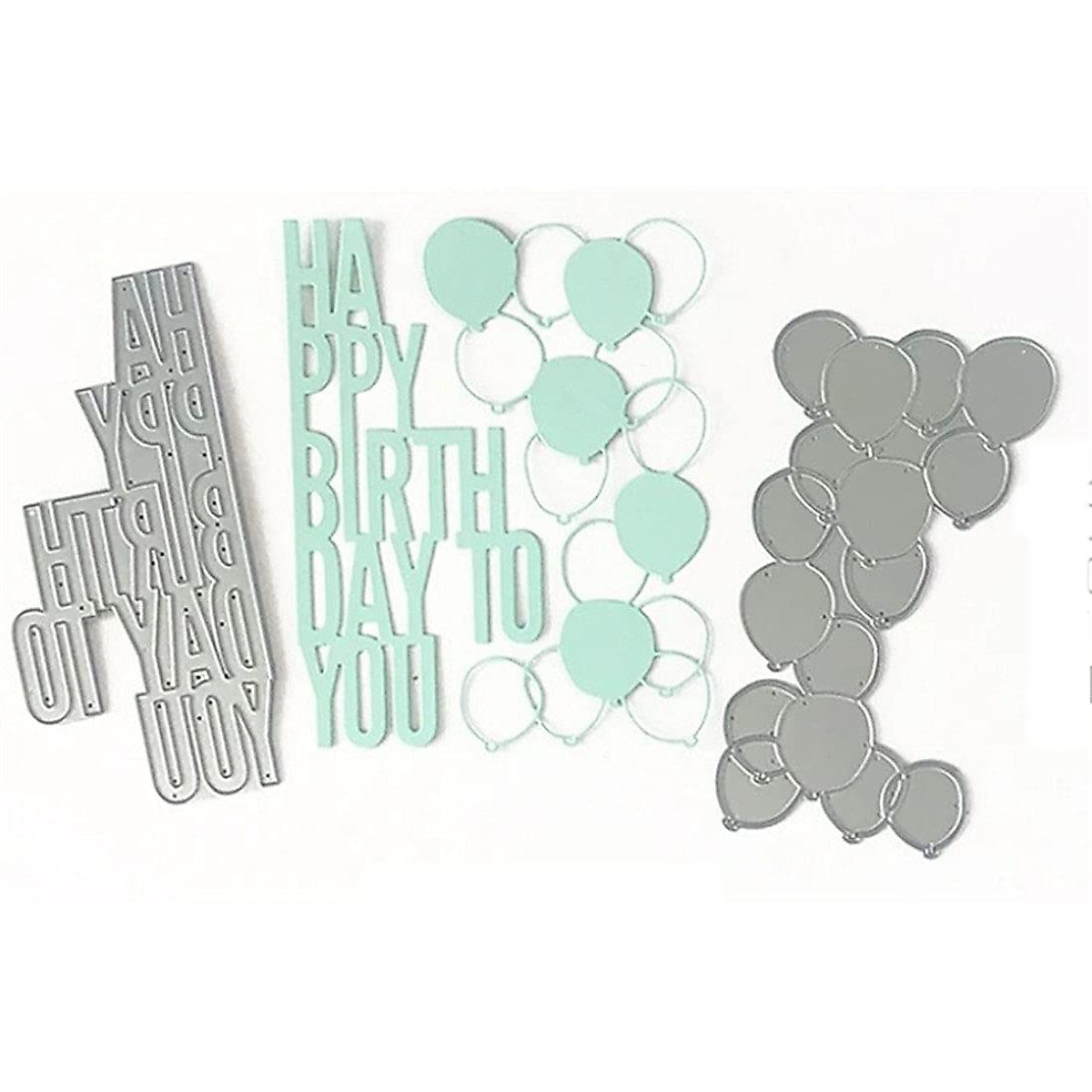 Mvchifay Cutting Dies Metal Stencils Scrapbooking Tool DIY Craft Carbon Steel Embossing Template for Paper Card Making (happy birthday ballon-14.6x12.2cm)