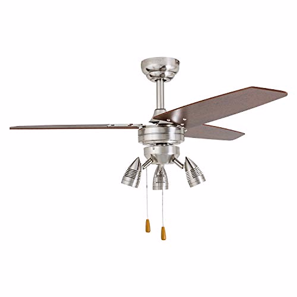 Honeywell Ceiling Fans Civa, 48 Inch Contemporary Indoor LED Ceiling Fan with Light, Pull Chain, Dual Mounting Options, 3 Modern Style Blades, Reversible Motor - 51583-01 (Nickel)