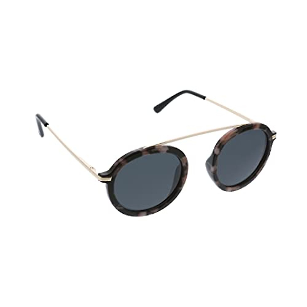 Peepers by PeeperSpecs Women's On Holiday Sun Round Polarized Sunglasses-No Correction, Black Marble, 47 mm + 0