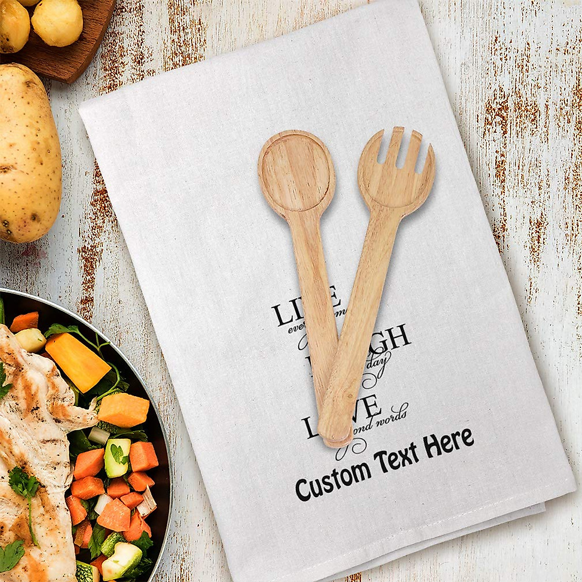 Style In Print Custom Decor Flour Kitchen Towels Live Every Moment Laugh Day Love Beyond A Inspiration & Motivation Live for Today Cleaning Supplies Dish Towels Design Only