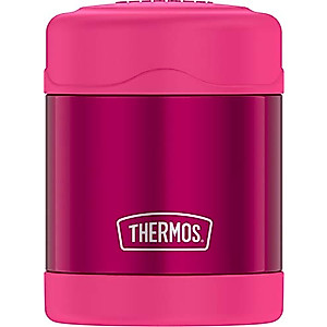 THERMOS FUNTAINER 10 Ounce Stainless Steel Vacuum Insulated Kids Food Jar, Pink