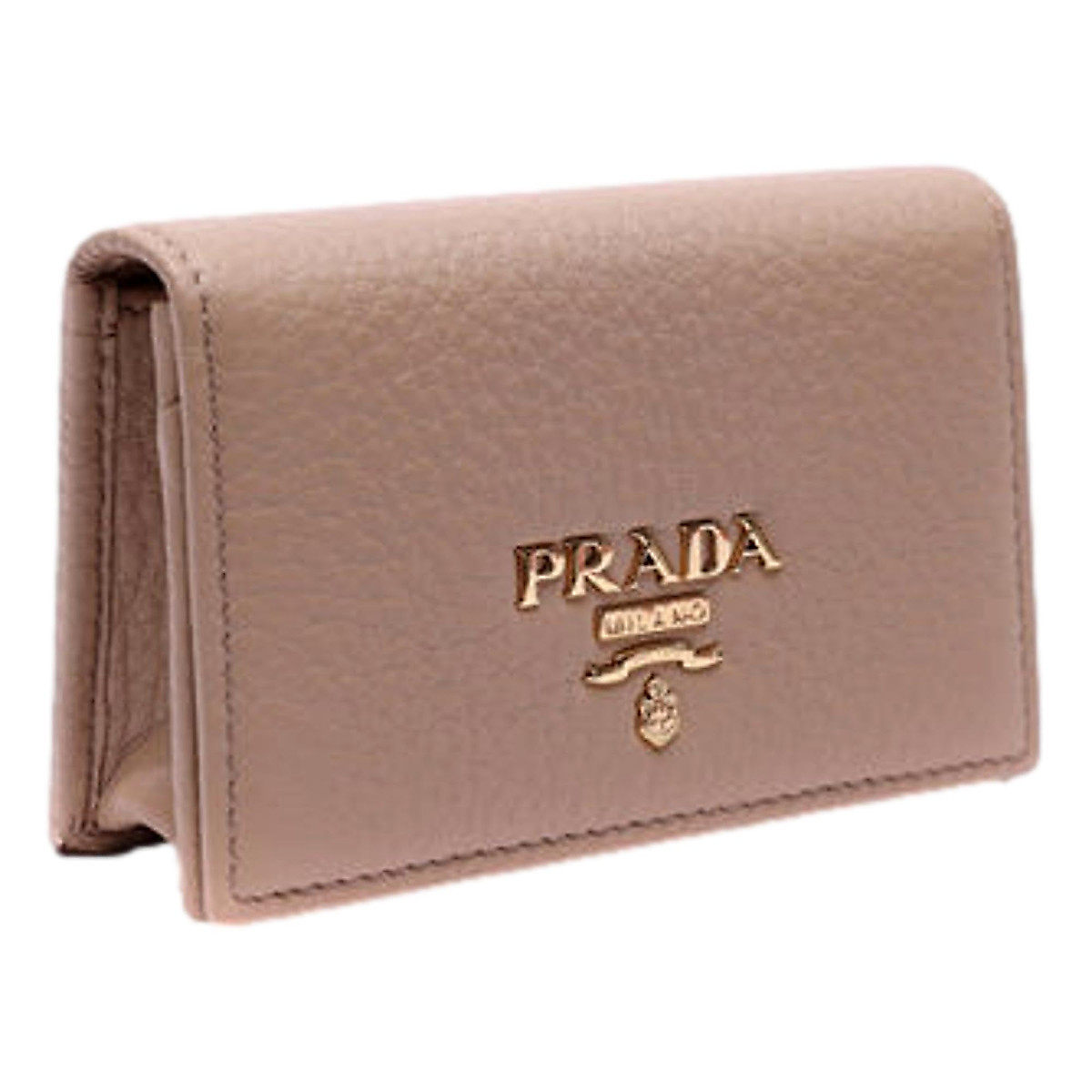 Prada Beige Vitello Grain Leather Credit Card Holder Small Wallet 1MC122