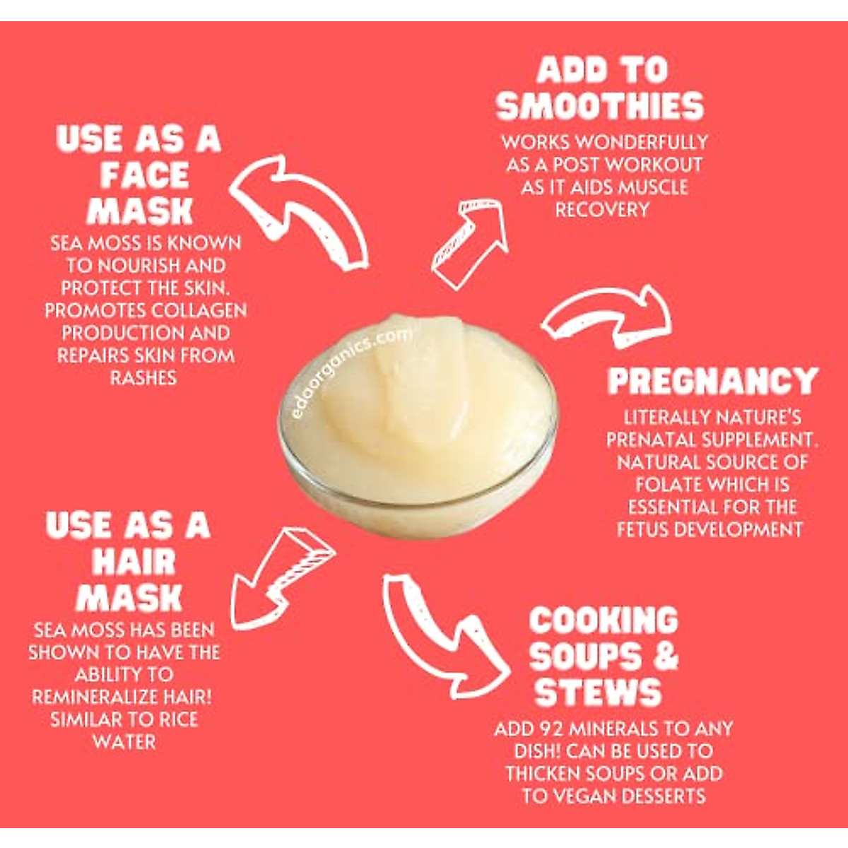 EDA Organics Raw St Lucia Sea Moss Bulk Bag - Raised by Hand on Clean Caribbean Coastlines - Harvested by local St Lucian Farmers - Makes over 180oz+ of Seamoss Gel (13 Jars!) - An authentic Dr Sebi Superfood (8oz BULK Bag)