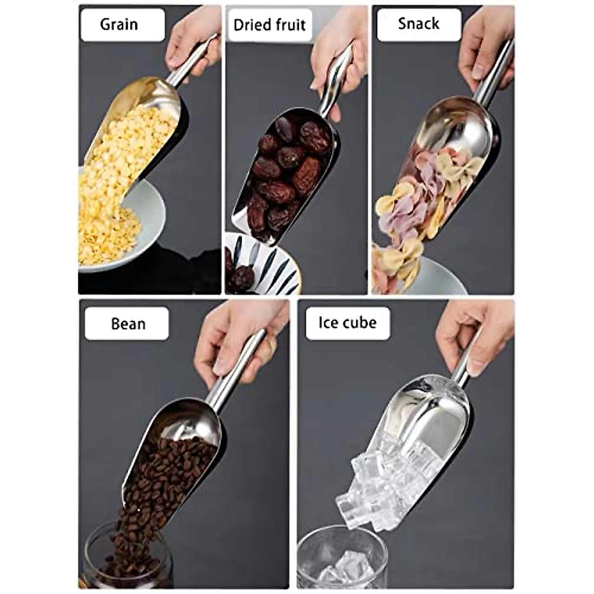 Metal Ice Scoop 5 Oz，Small Stainless Steel Ice scooper for Ice Maker Ice Bucket Kitchen Freezer Bar Party Wedding Pet Dog Food, Small ice scoop For Multi Purpose Use Dishwasher Safe