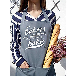 Saukore Funny Baking Aprons for Women Men, Cute Baking Gifts for Bakers, Kitchen Cooking Apron with 2 Pockets - Birthday Housewarming Mother's Day Gifts for Mom Wife Husband Dad Son Sister