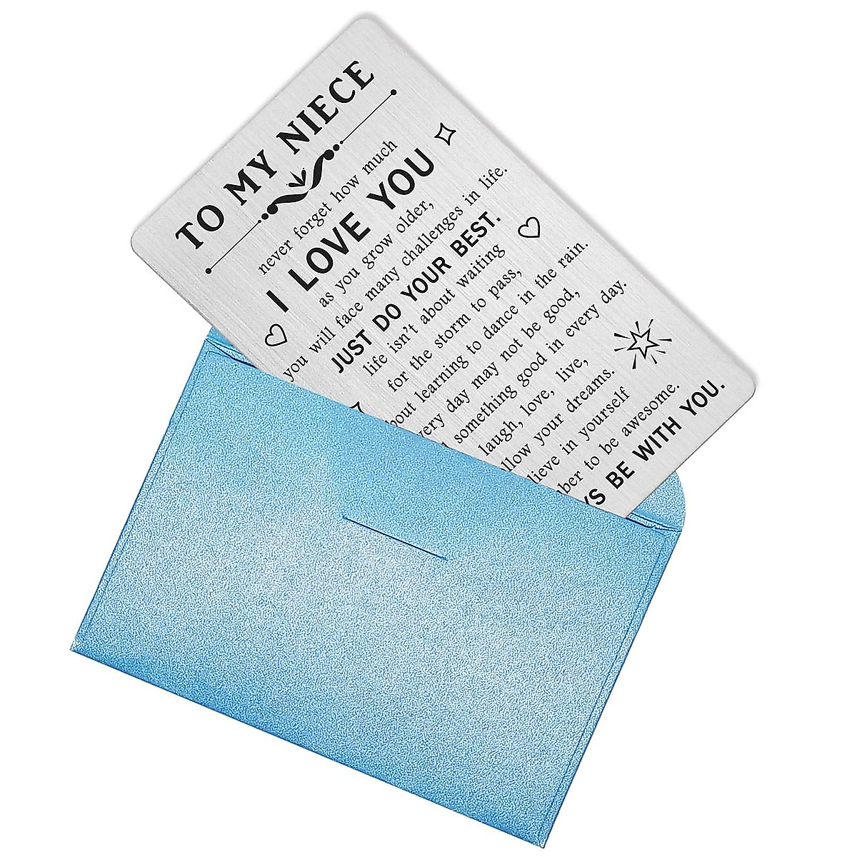 TANWIH Gifts for Niece, Metal Engraved Wallet Card for Niece, Niece Birthday Graduation Gifts from Aunt Uncle