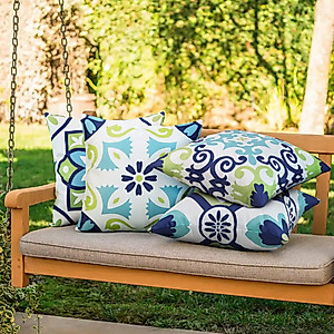 cygnus Outdoor Waterproof Pillow Covers 16x16 Inch Set of 4 Decorative Spring Floral Covers for Patio Furniture Porch (16 * 16inch/40 * 40cm, Blue and Teal)