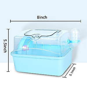 Misyue Portable Carrier Hamster Carry Case Cage with Water Bottle Travel&Outdoor for Hamster Small Animals (Blue)