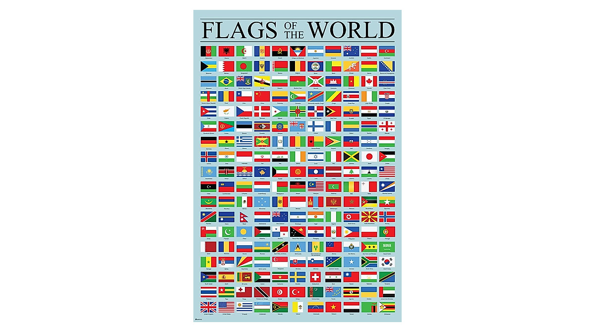 Flags of the World Educational Classroom Chart