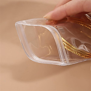 10 Pcs Clear Jewelry Zipper Bags, Clear PVC Self Seal Plastic Zipper Bags, Anti Tarnish and Anti Oxidizing Jewelry Self Seal Bags, Self Sealing Storage Bags for Necklace, Ring, Earring, Pills, Screws