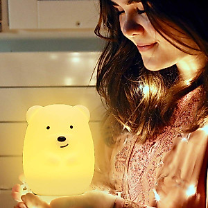 Yuede Kids Night Light for Bedroom, Silicone USB Rechargeable Night Lights, 9 Colors Change with Touch Sensor and Remote Control for Baby/Kids/Adult Gifts (Bear)
