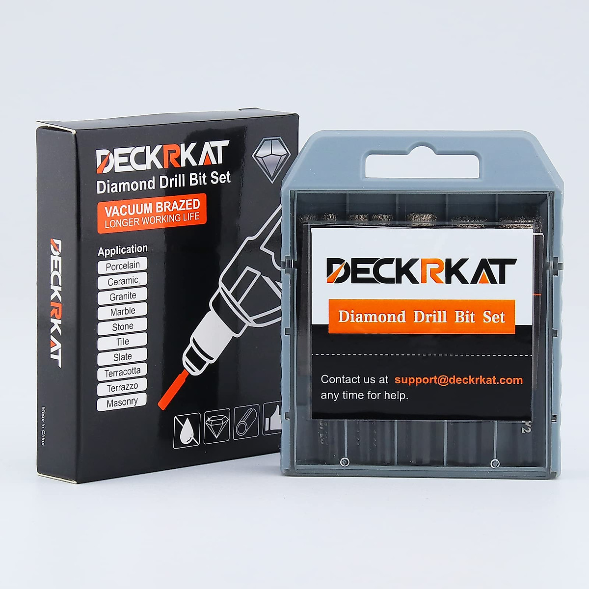 7 Piece Diamond Drill Bits Set, Core Drill Bits for Hard Materials - Tiles Ceramics Glass Stones – Built in Coolant, Fast Dry Drilling - Sizes 3/16" 1/4" 5/16" 3/8" 1/2" - Round Shank, Storage Case