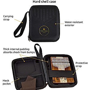 Kalimba Thumb Piano, 17 Keys — Includes Tuning Hammer and Case — For Meditation, ASMR, Sound Therapy and Yoga, 2-YEAR WARRANTY