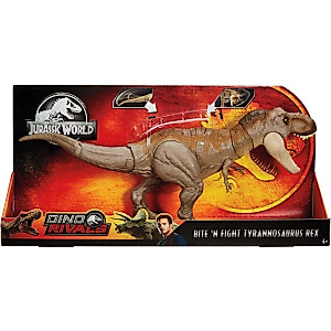 Jurassic World Bite 'n Fight Tyrannosaurus Rex in Larger Size with Realistic Sculpting, Articulation and Dual-Button Activation for Tail Strike and Head Strikes, Ages 4 and Older