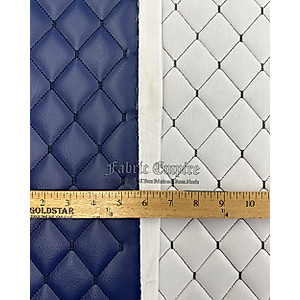 Vinyl Quilted Foam Fabric with 3/8" Foam Backing Upholstery / 52" Wide/Sold by The Yard/FABRIC EMPIRE (Blue hq Black Threading)