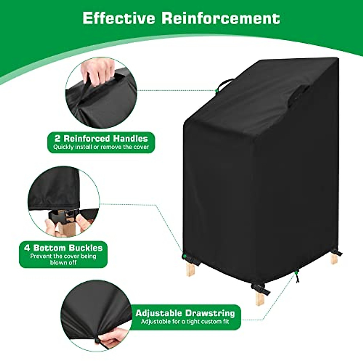 Vickay Stackable Patio Chair Cover Waterproof Outdoor Chair Cover Heavy Duty Lawn Patio Furniture Covers 25.6" L x 25.6" W x 47" H