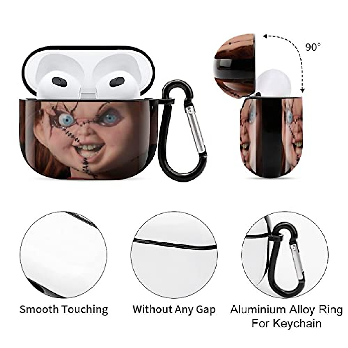 Bride of Chucky for AirPods 3rd Generation Case with Keychain Whole Body Anime Printing Shockproof Protective Case Cover for Wireless Charging Compatible with AirPods 3