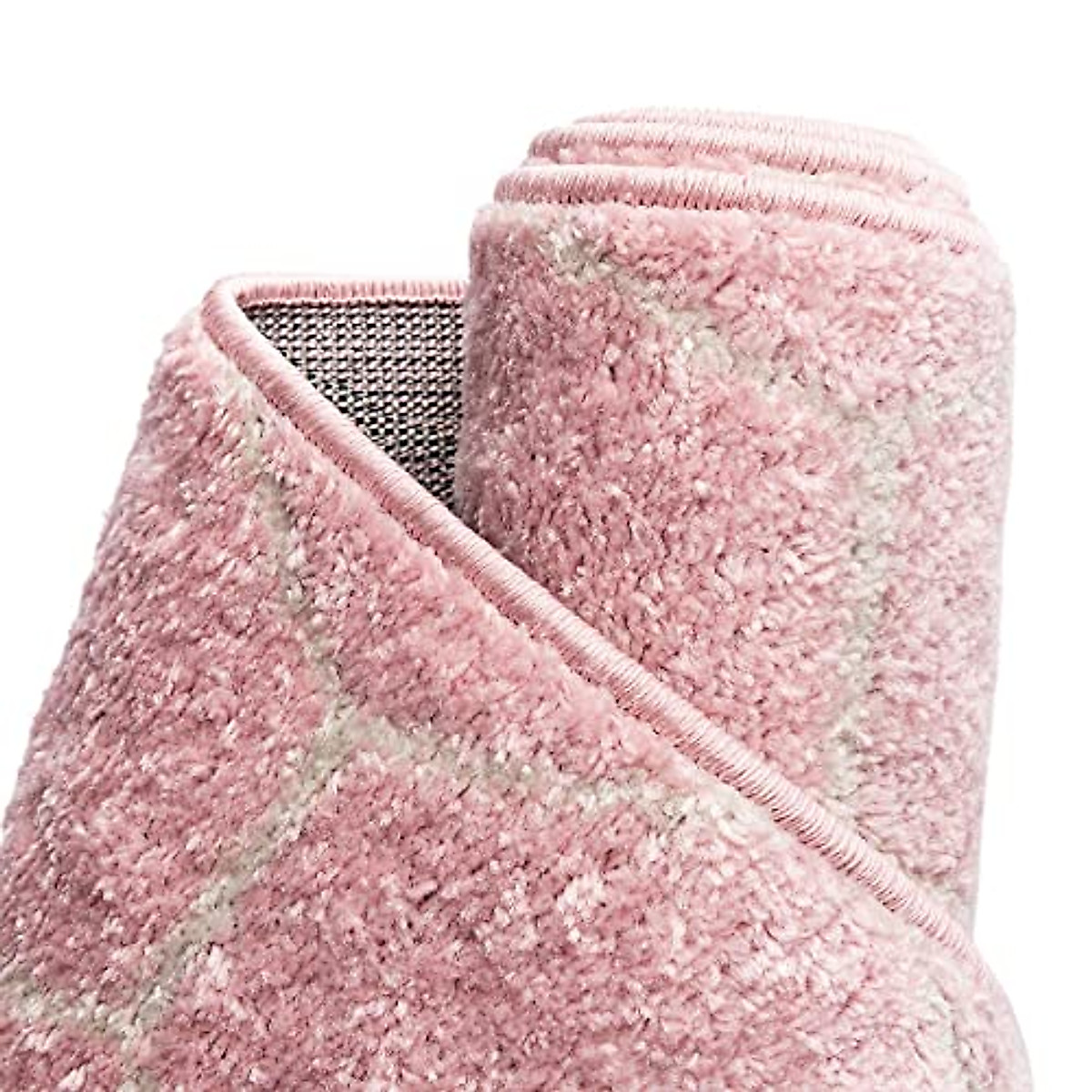 Unique Loom Trellis Frieze Collection Area Rug - Geometric (4' 1" x 6' 1", Light Pink/ Ivory)