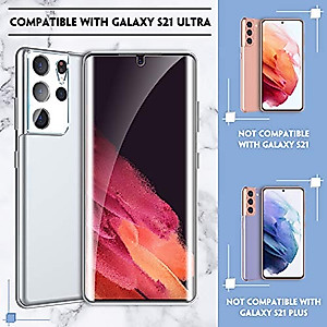 UniqueMe for Samsung Galaxy S21 Ultra Screen Protector, 2 Pack 5G 6.8- inch Flexible TPU Screen Cover and 2 Pack Camera Lens Protector [Support Fingerprint Unlock][Bubble Free] [Installation Tool]