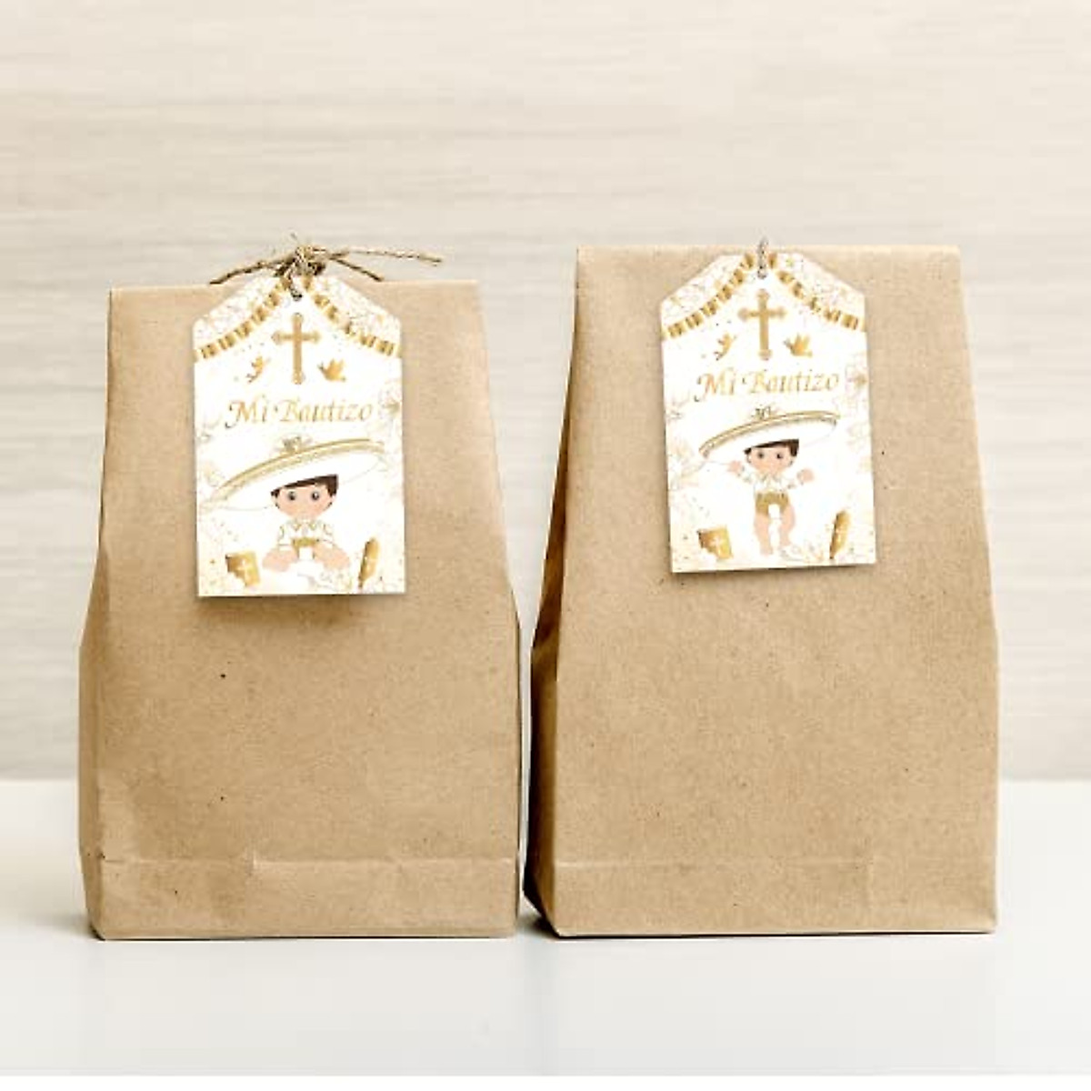 Mi Bautizo Decorations-Gold Religious Boy Baptism Favor Tags for Boy God Bless,Baptism Party Decoration Christening Supplies Gift Bags Box Envelope Mi Bautizo Tags Baptism Thank You Tags