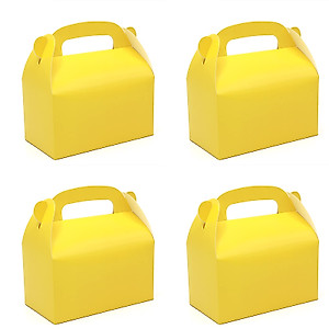 Oletx 30-Pack Yellow Party Favor Treat Boxes, Goodie Boxes, Candy Box, Gable Paper Gift Boxes with Handles Perfect for Construction Party and Chic Yellow Submarine Party Decoration Supplies