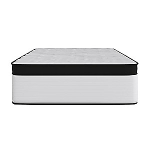 Flash Furniture Capri Comfortable Sleep Firm 12 Inch CertiPUR-US Certified Hybrid Pocket Spring Mattress, Extra Firm Feel, Durable Support, Twin Mattress in a Box,White