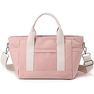Canvas Tote Bag Small Crossbody Bag For Women Hobo Shoulder Handbags Purses Cute pink