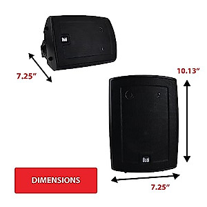 Dual Electronics LU53PB 5.25" 3-Way High Performance Outdoor Indoor Speakers with Powerful Bass | Effortless Mounting Swivel Brackets | All Weather Resistance | Expansive Stereo Sound Coverage | Sold in Pairs, Black