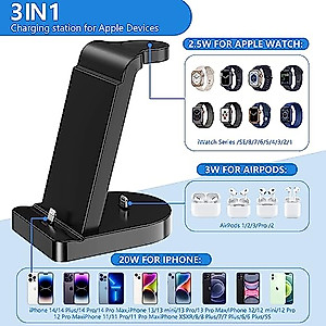 Charging Station for Multiple Devices,Cabepow 3 in 1 Fast Charging Station Dock for iPhone Series 14 Pro Max/13/12/11/X/8 Plus,for Airpods, Wireless Charger for Apple Watch 8/Ultra/7/6/SE/5/4/3