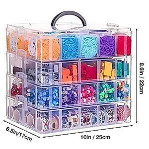 Quefe 4-Tier Stackable Storage Container Box with 40 Compartments, Plastic Organizer Box for Organizing Washi Tape, Embroidery Accessories, Threads Bobbins, Kids Toy, Beauty Supplies, Nail Polish