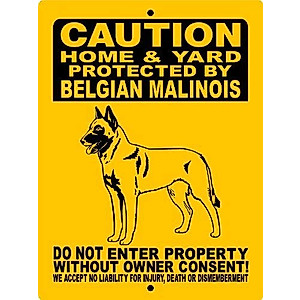 Printt Belgian Malinois Aluminum Guard Dog Sign 2496HYBM Aluminum &quotANIMALZRULE Original Design - &quotNO ONE Else is AUTH0RIZED to Sell This Sign