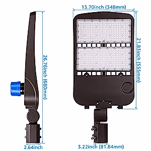 LEONLITE 300W LED Parking Lot Light, Dusk to Dawn Adjustable Shoebox Pole Lights with Photocell, Commercial LED Street Lighting, UL Listed, 1-10V Dimmable, IP65 Waterproof, 5000K Daylight
