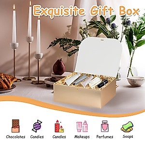 12Sets Valentines Day Gift Boxes with Lids,10x8x4inch Large Paper Present Box,Bridesmaid Proposal Box with Ribbon Thank You Card (Rose Gold)