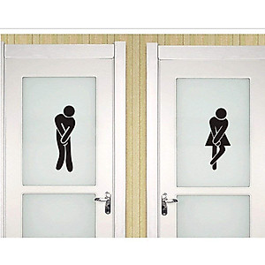 DIY Removable Man Woman Washroom Toilet Bathroom WC Sign, OYEFLY Door Accessories Wall Sticker Home Decor for Kids Living Room Home Decoration (Black)