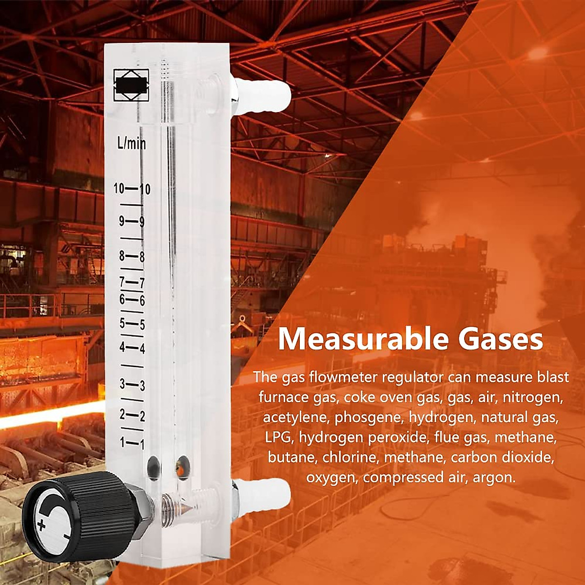 Watris Veiyi LZQ-7 Oxygen Air Gas Flow Meter, 1-10LPM Air Gas Flowmeter with Control Valve for Measuring Controlling Gas Flow