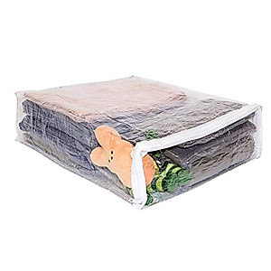 Clear Vinyl Zippered Storage Bags 15 x 18 x 5 Inch Set of 5