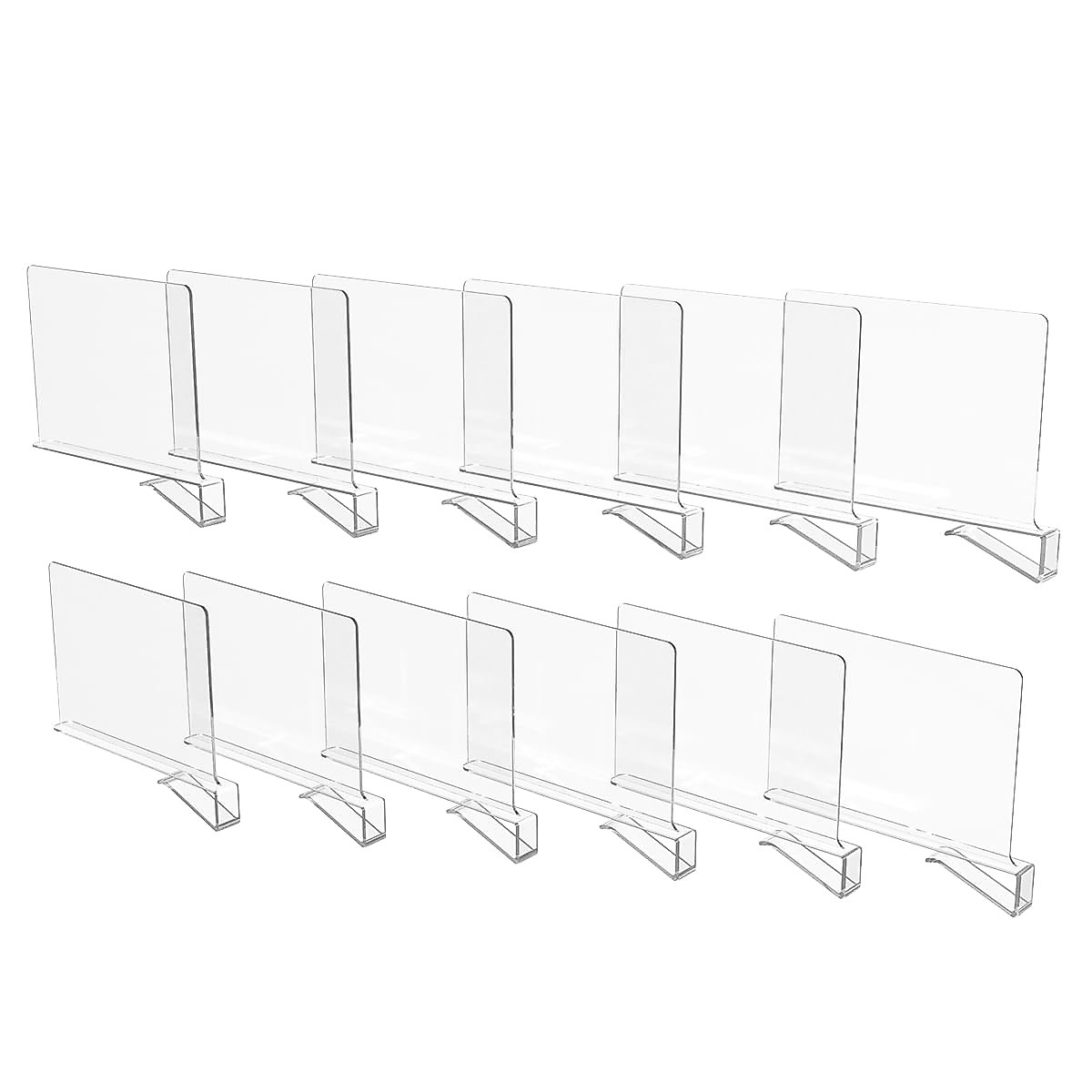BTSD-home Shelf Dividers for Closet Organization Clear Acrylic Closet Separator for Wooden Shelves Closet Dividers for Shelf Organizer (8 Pack)
