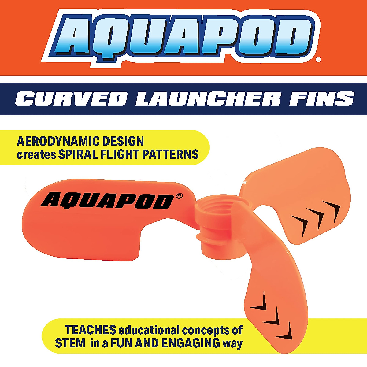 AquaPod Screw on Curved Water Rocket Fins (2 pk)- Compatible with any 2 Liter Bottles - Makes Bottle Spiral in Air & Helicopter to Ground - Fun Outdoor Science Toy - Accessory to Water Rocket Launcher